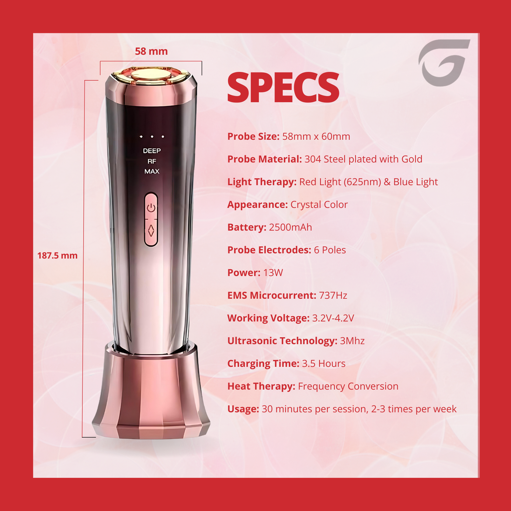 Glowera™ Ultrasonic Diamond Skin Wand - PRO Hair Tie