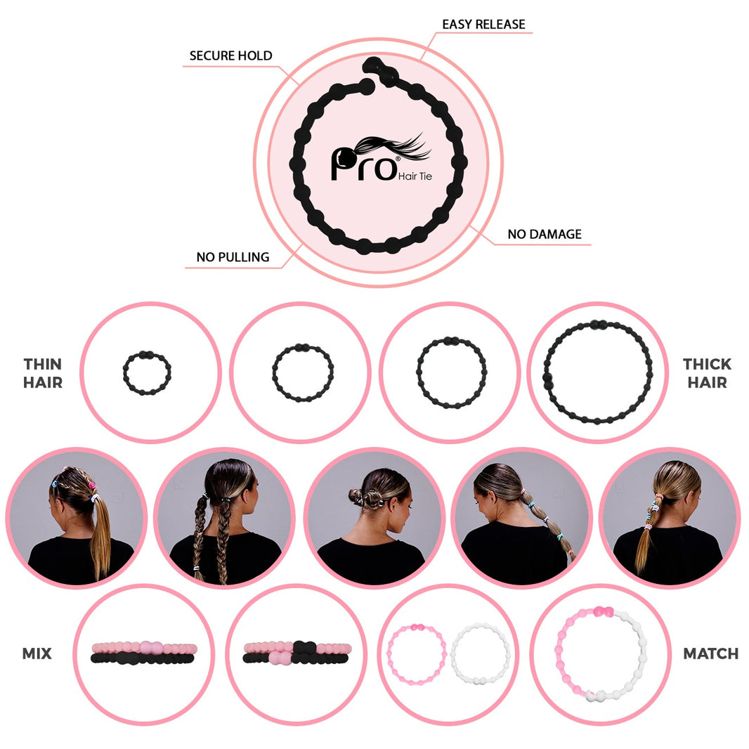 All 6 Packs Best & Thick Hair Elastic Ties - Shop Now - PRO Hair Tie